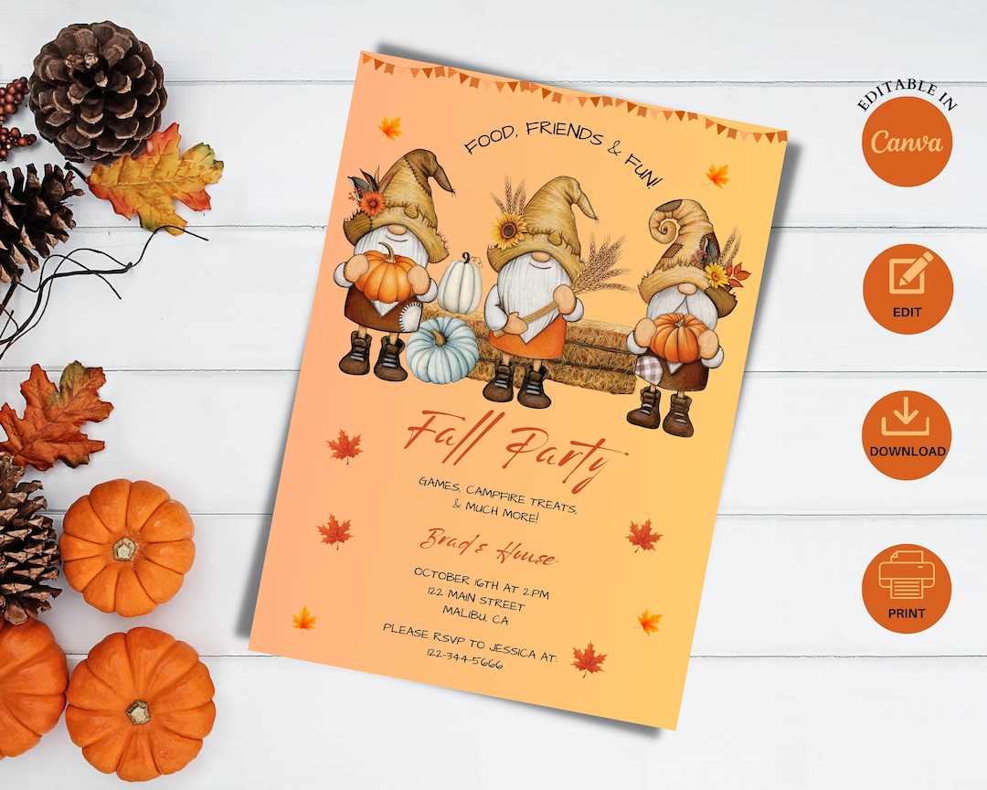 Editable Fall Party Invitation, Fall Fest Party, Fall Bonfire Party ...