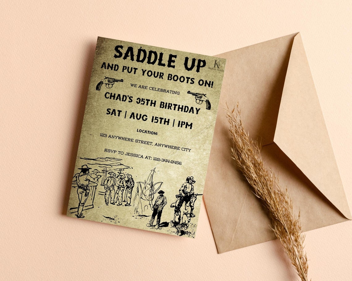 Western Birthday Party Invitation, Saddle up Invite, Wild West Invite ...