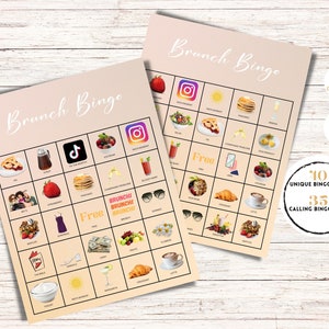 Brunch Bingo, Brunch Games, Bridal Shower, Baby Shower, Bingo Games ...