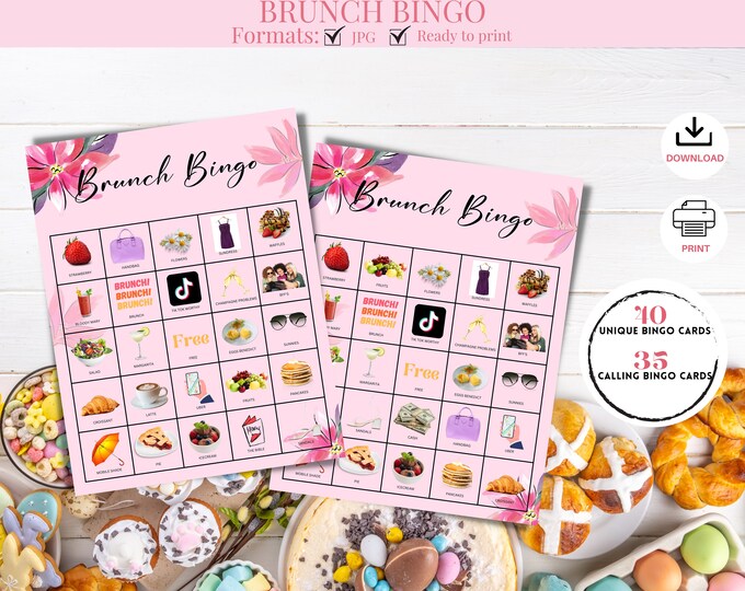 Brunch Bingo, Brunch Games, Bridal Shower, Baby Shower, Bingo Games ...