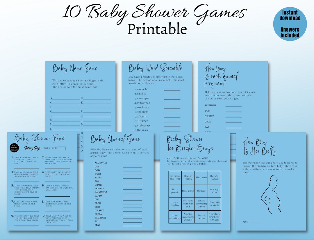 Modern Baby Shower Games, Baby Game Bundle, Shower Game Bundle, Game ...
