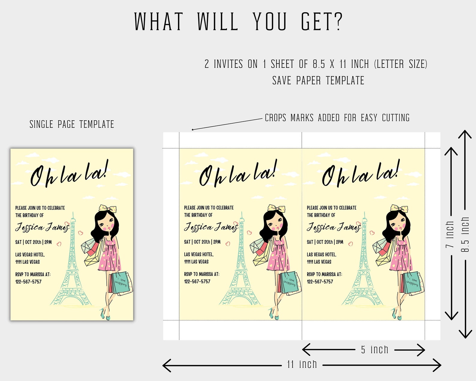 Oh La La Birthday Party Invitation, Paris Theme Party, Eiffel Tower ...