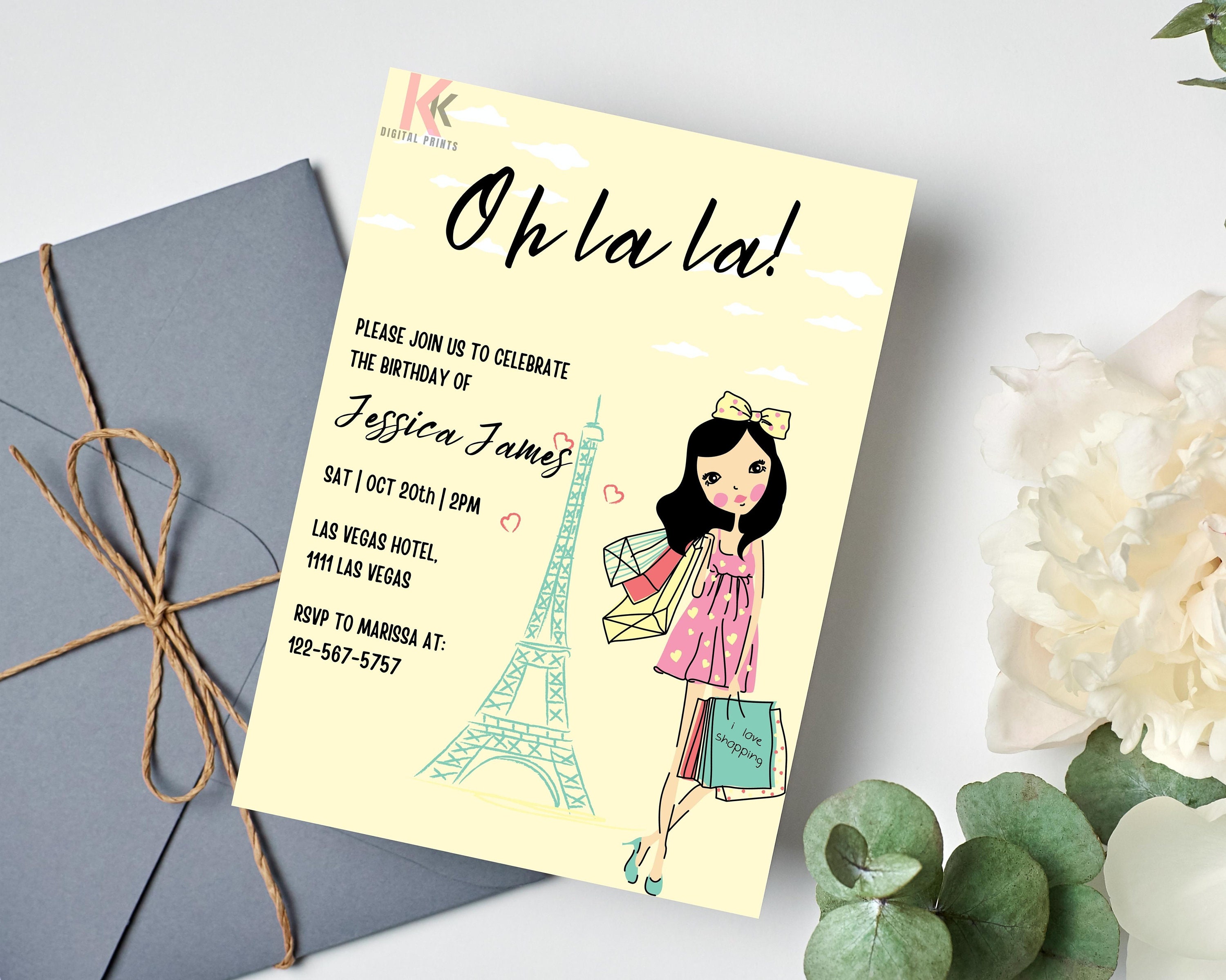 Oh La La Birthday Party Invitation, Paris Theme Party, Eiffel Tower ...