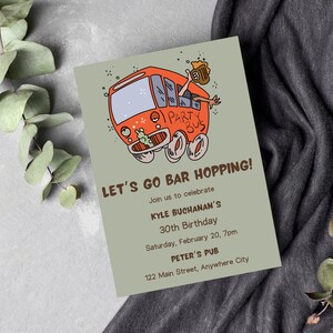 Lets Go Bar Hopping Birthday Party Invitation, Day Drinking, Birthday ...
