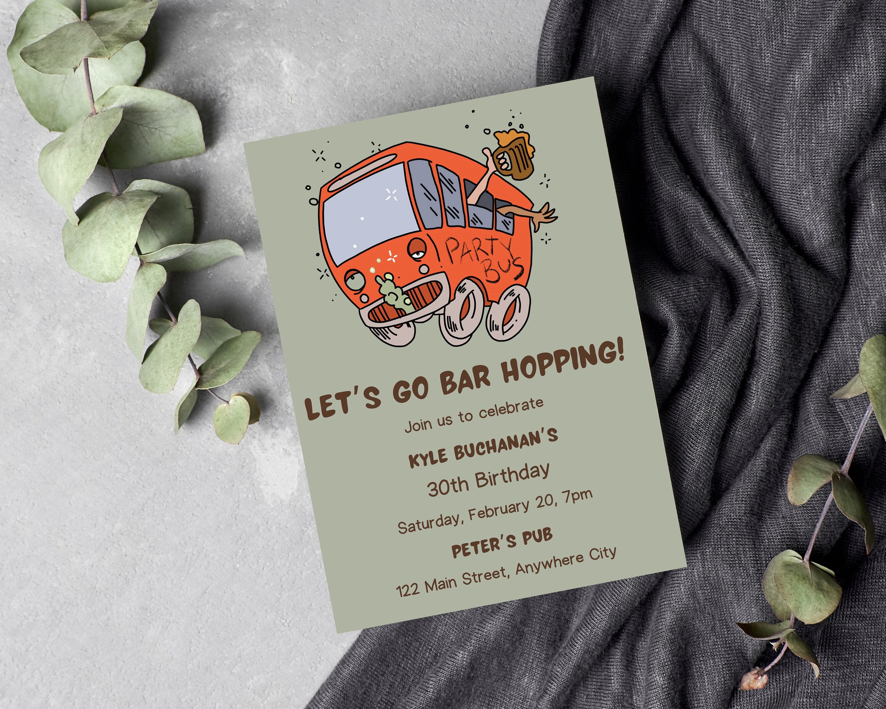 Lets Go Bar Hopping Birthday Party Invitation, Day Drinking, Birthday, Night Out, Alcohol to ...