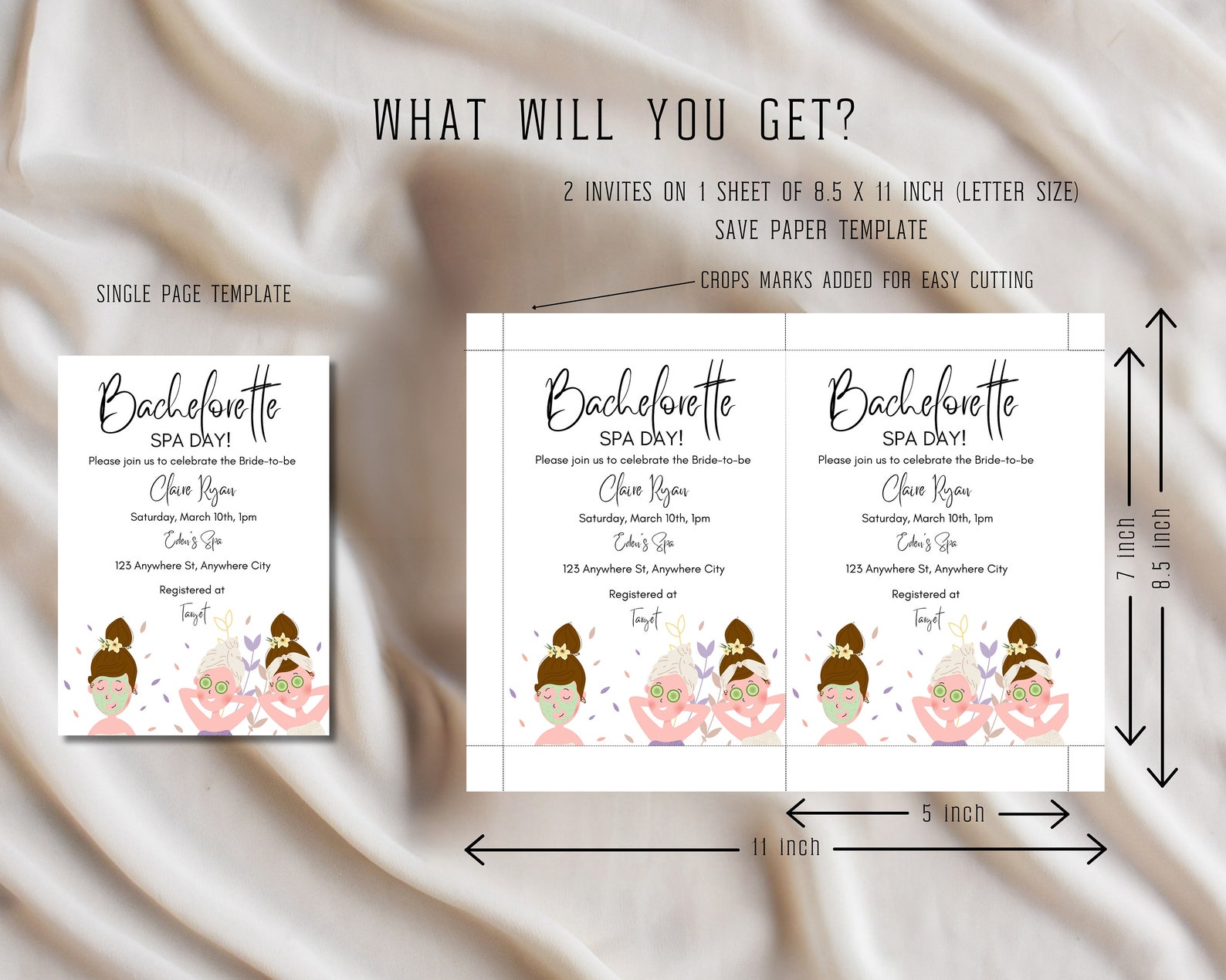 Spa Day Bachelorette Invitation, Spa Day Invite, Spa Bachelorette ...