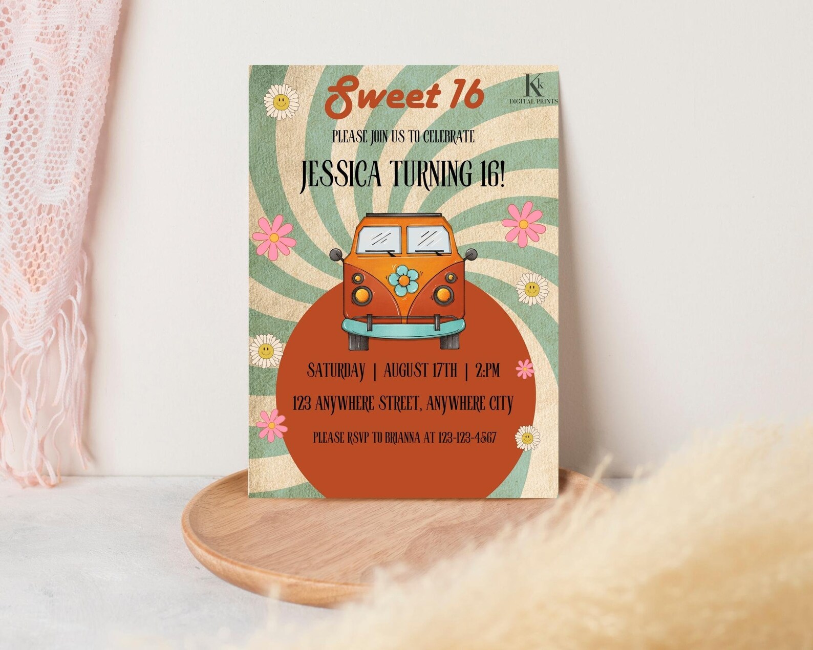 Editable Retro Sweet Sixteen Birthday Party Invitation, Retro ...