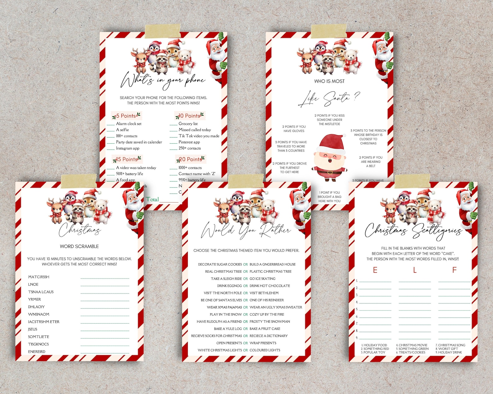 10 Christmas Games Bundle, Christmas Party Games, Printable Christmas ...