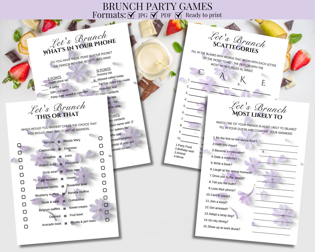 Brunch Party Games, Brunch Games, Bridal Shower Games, Hens Party ...
