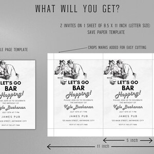Lets Go Bar Hopping Birthday Party Invitation, Day Drinking, Birthday ...