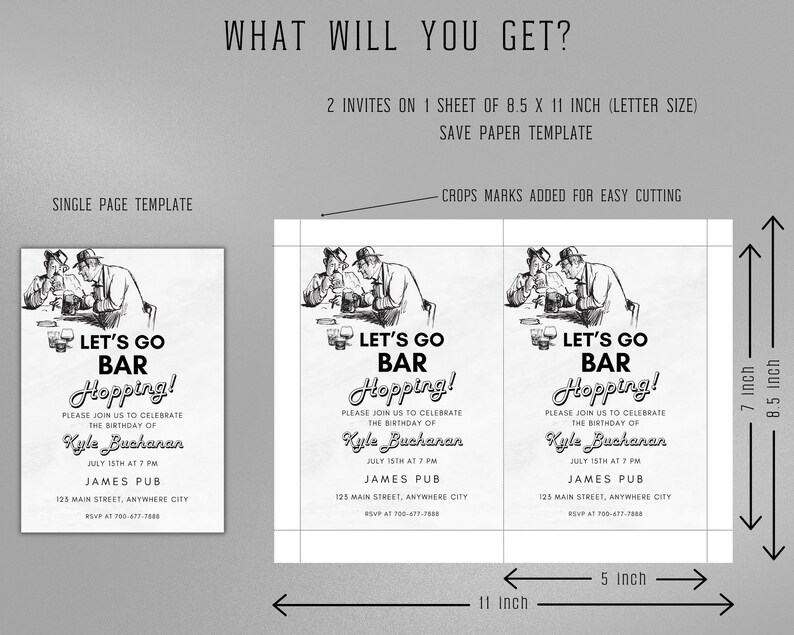 Lets Go Bar Hopping Birthday Party Invitation Day Drinking - Etsy