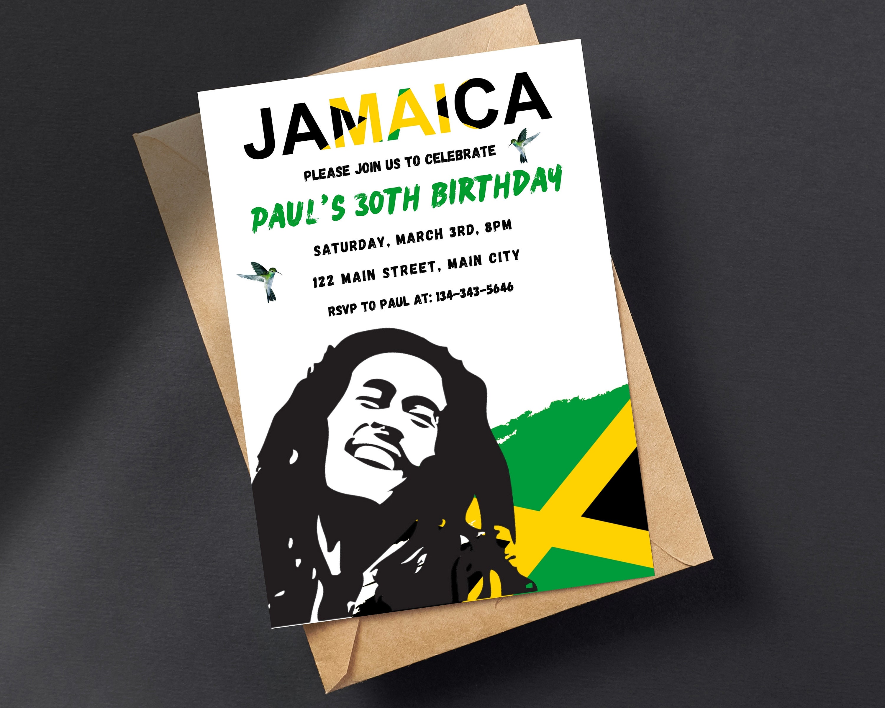 Jamaican Theme Birthday Invitation, Reggae Invitation, One Love ...