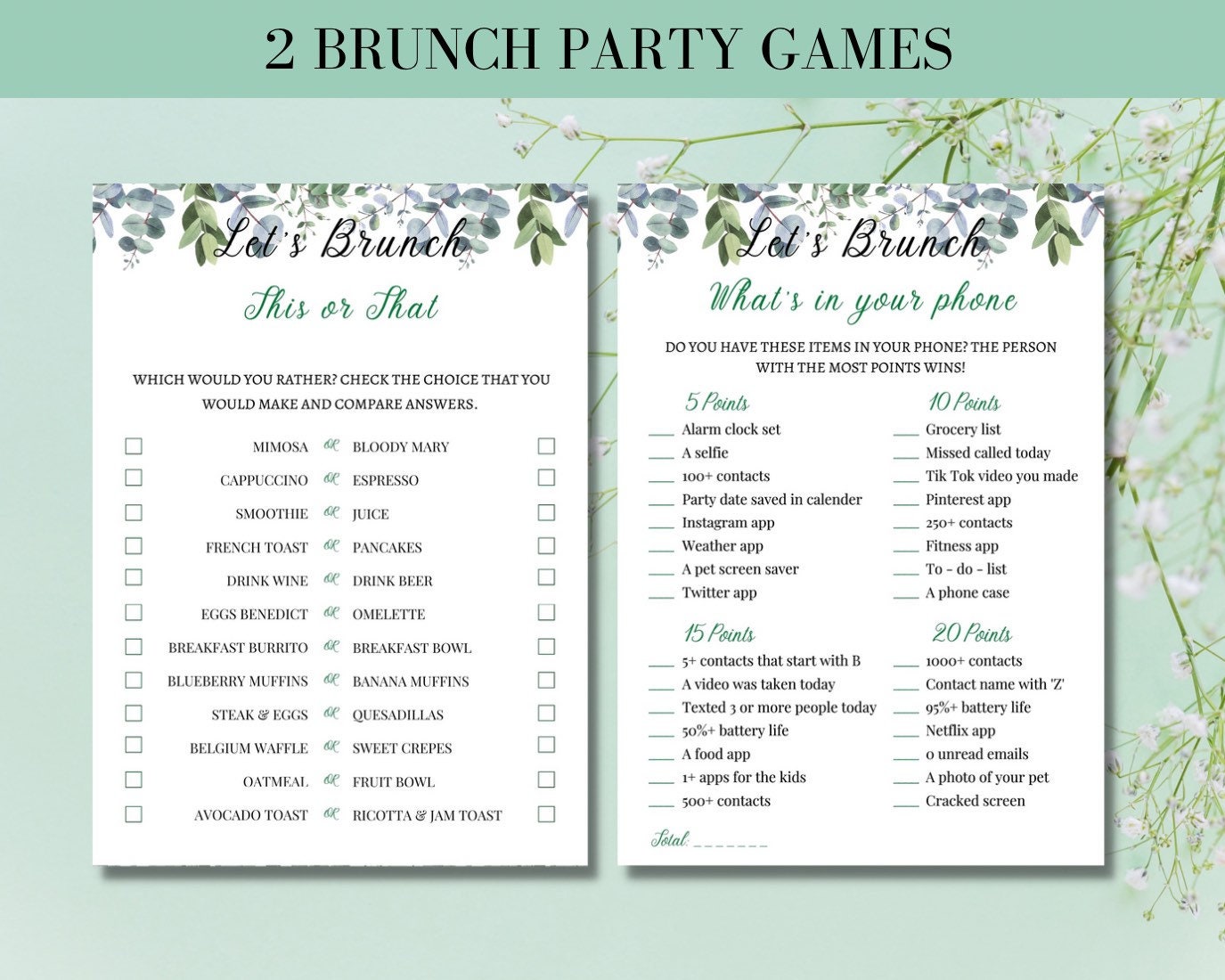 Brunch Party Games, Brunch Games, Bridal Shower Games, Hens Party ...