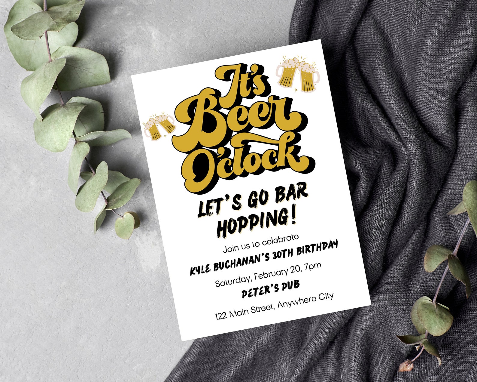 Lets Go Bar Hopping Birthday Party Invitation, Day Drinking, Birthday ...