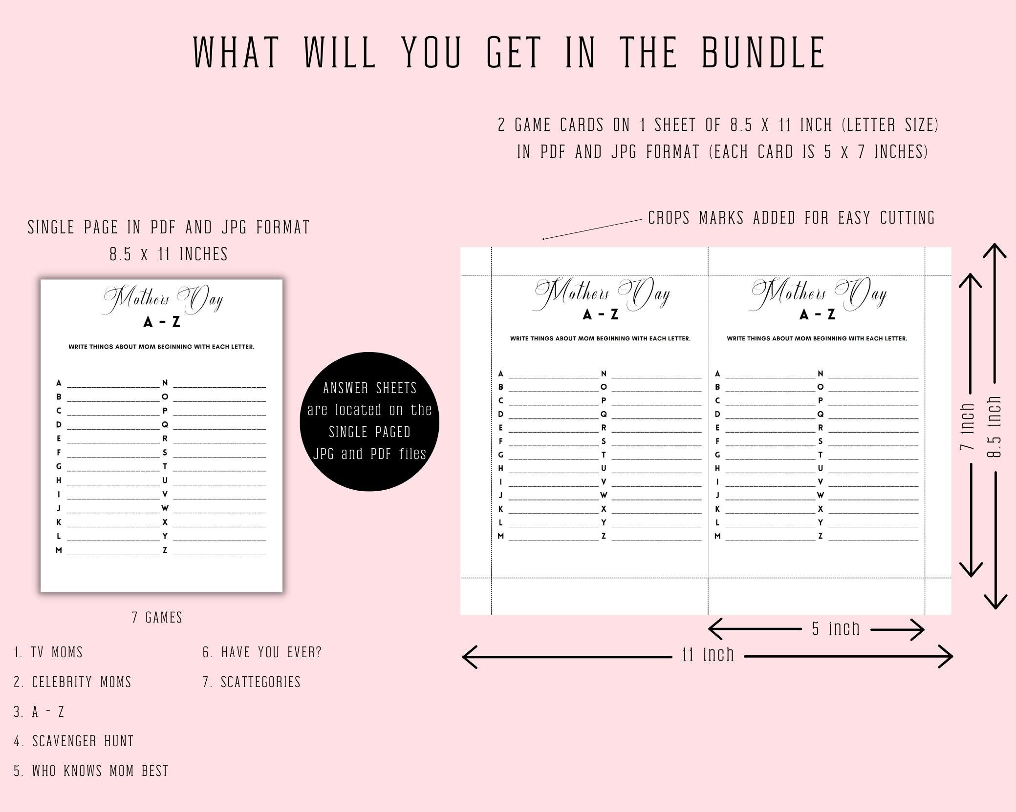 Mothers Day Games Bundle, Mothers Day, Mothers Day Brunch, Mothers Day ...