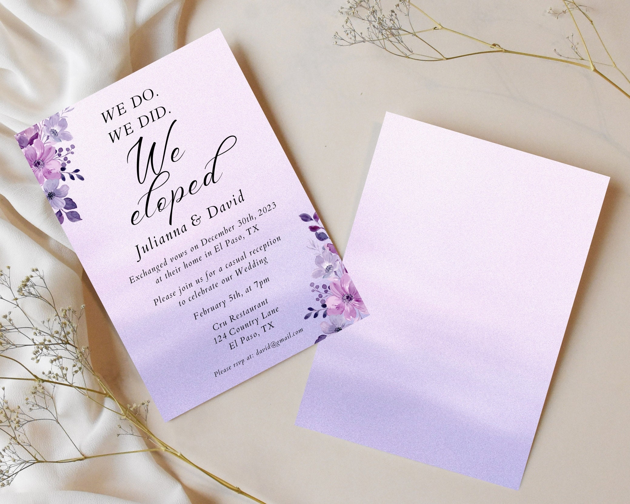 Editable Wedding Reception Invitation, Reception Invite, We Eloped, We ...