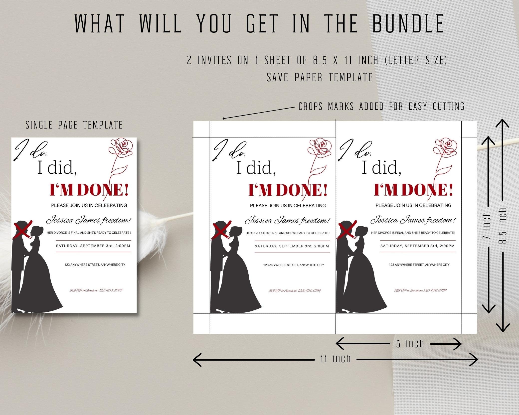 Divorce Party Invitation Card, Finally Divorced, I Do I Did Im Done ...