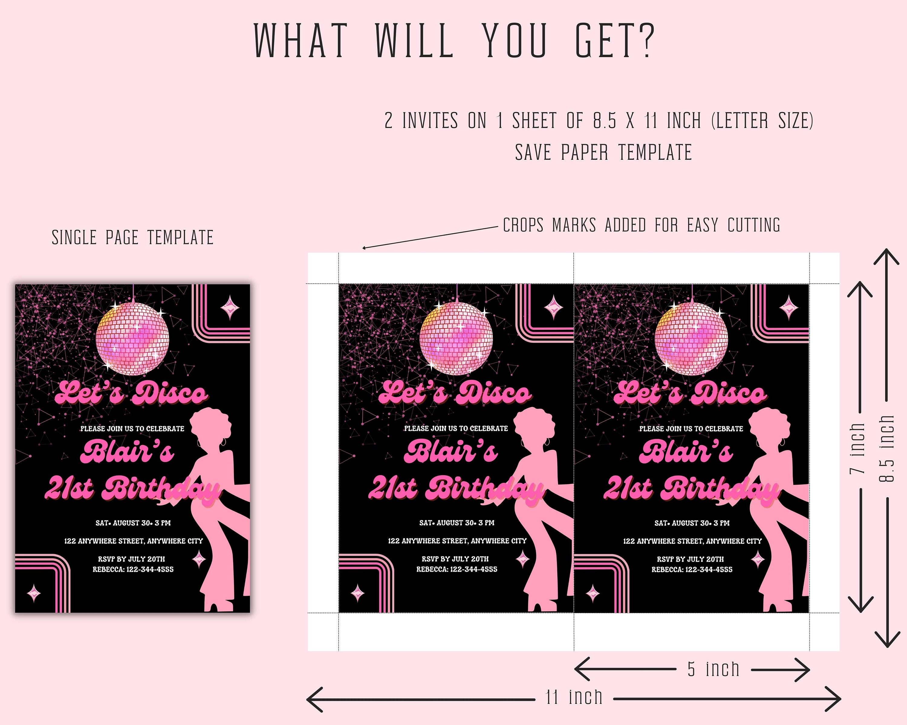 Retro Birthday Party Invitation, Retro Groovy Party Invite, 70s Disco ...