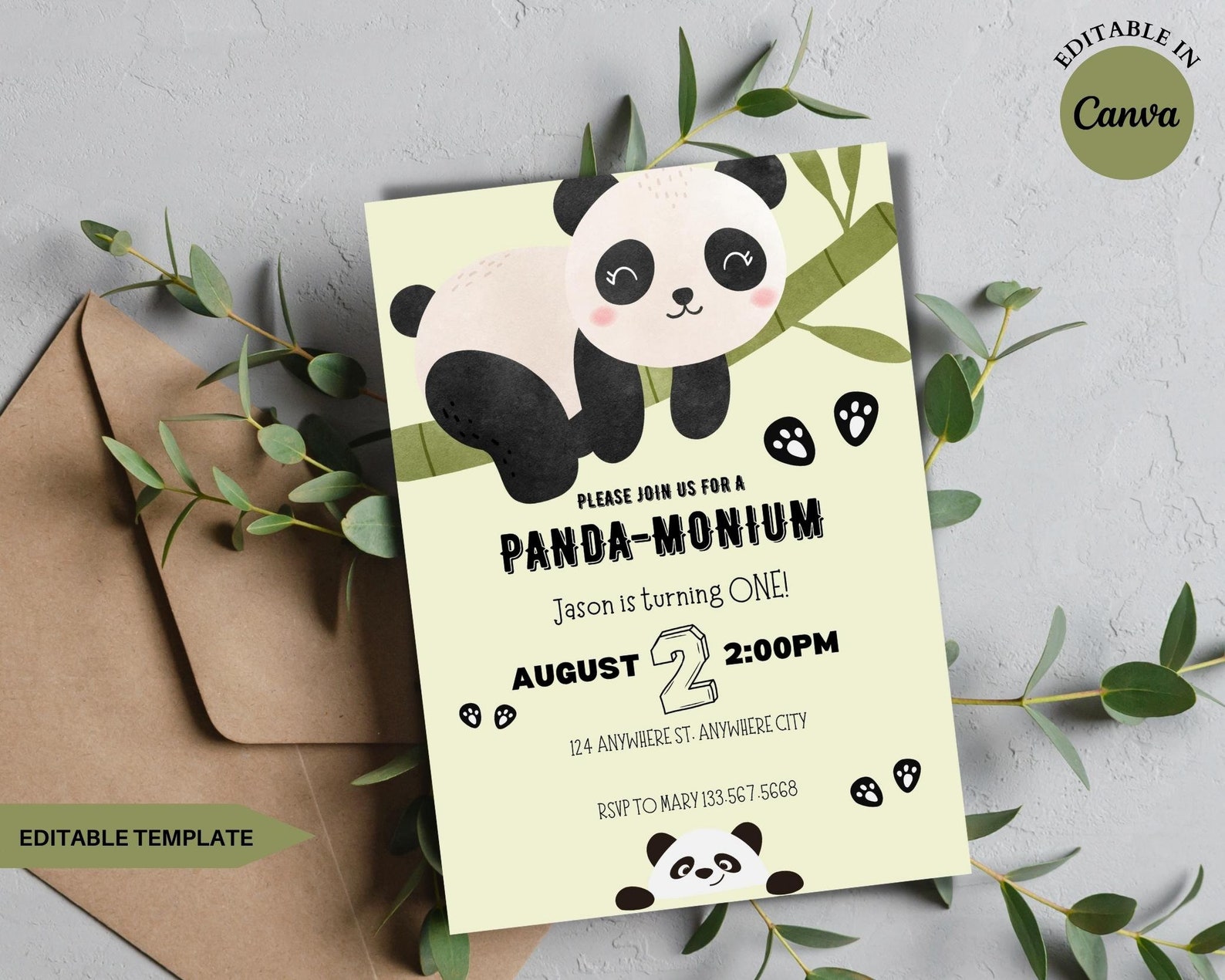Panda Birthday Invitation, First Birthday, Panda Theme Party, Animal ...