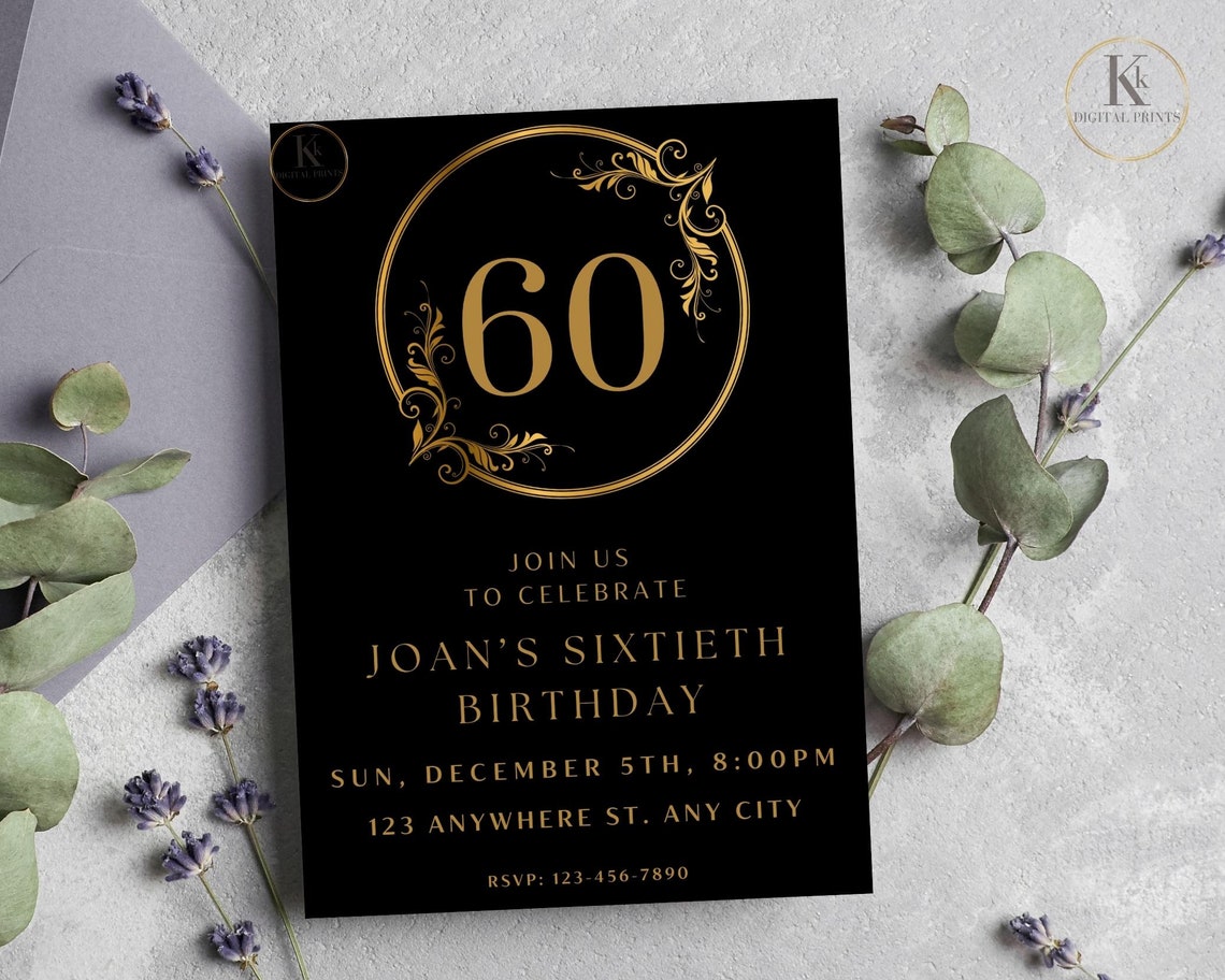 60th Birthday Party Invitation, 60th Invitation, Sixty Birthday, Party ...