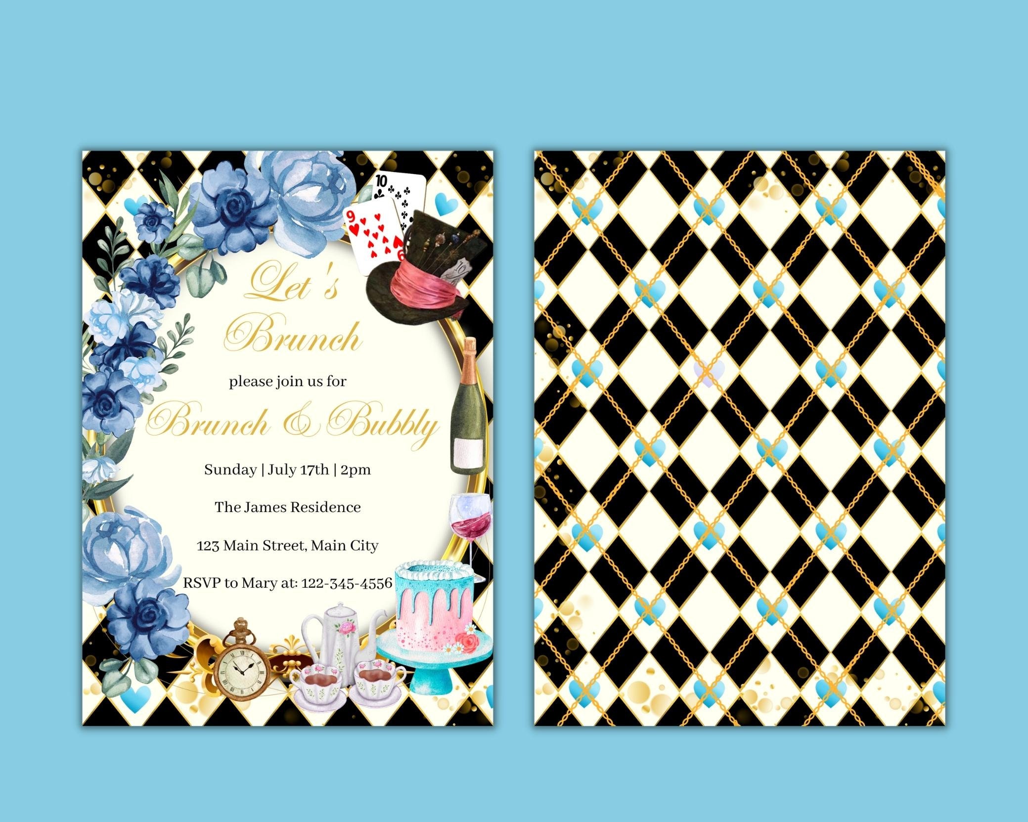 Alice in Wonderland Mad Hatter Brunch Invitation, Lets Brunch Invite ...
