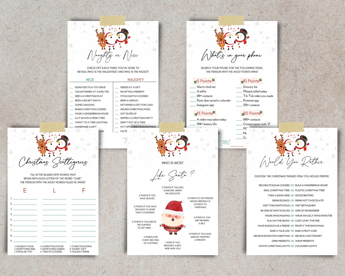 10 Christmas Games Bundle, Christmas Party Games, Printable Christmas ...