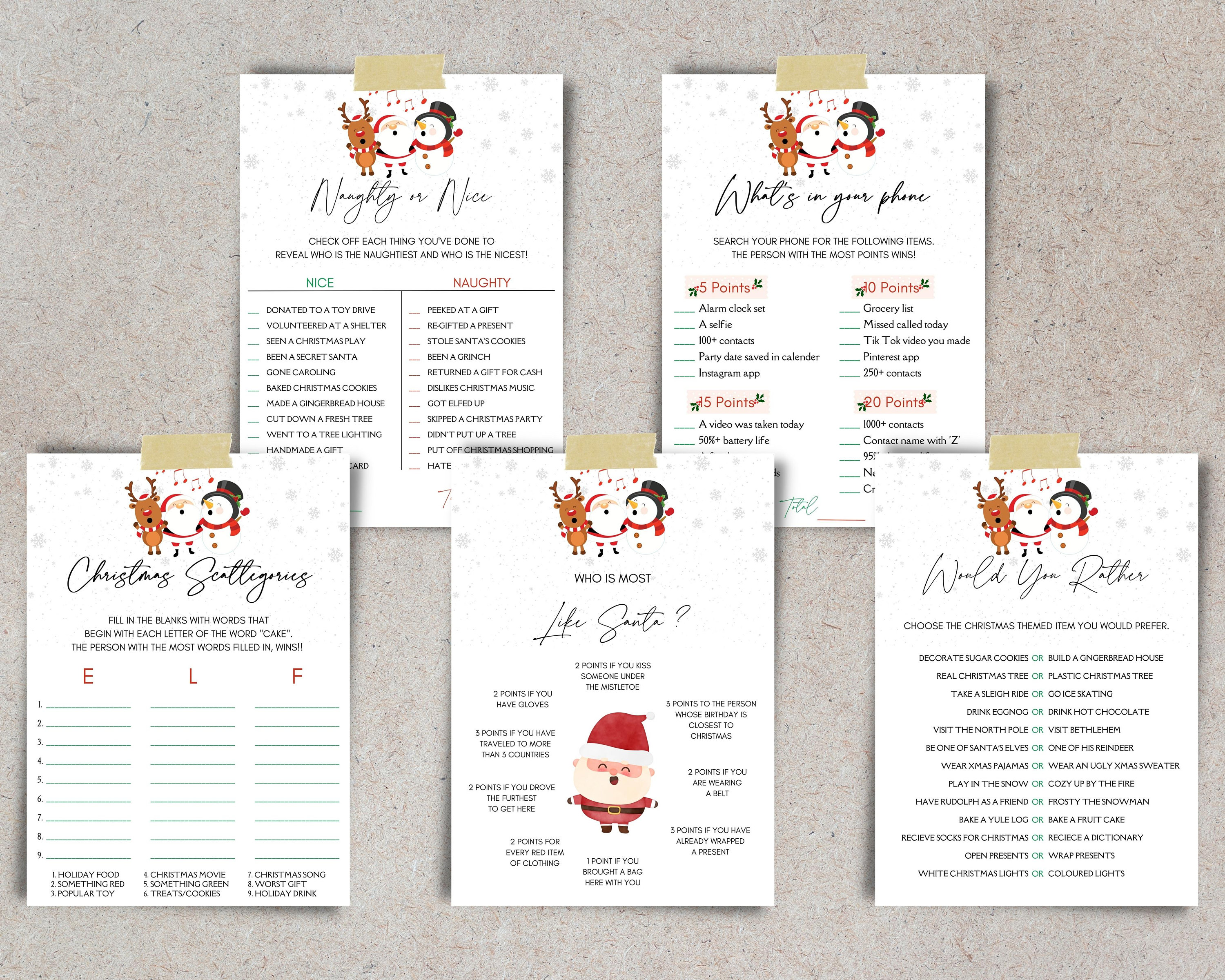 10 Christmas Games Bundle, Christmas Party Games, Printable Christmas ...