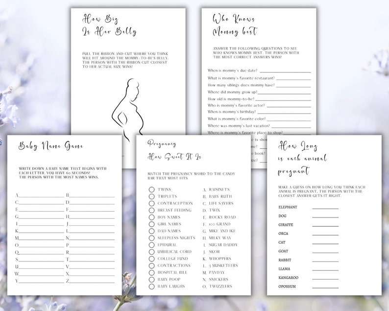 Modern Baby Shower Games, Baby Game Bundle, Shower Game Bundle, Game ...