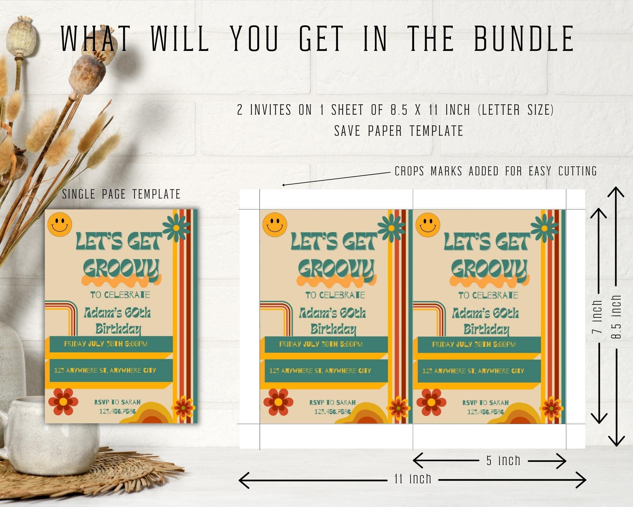 Disco Birthday Party Invitation, Retro Groovy Party Invite, 70s Disco ...