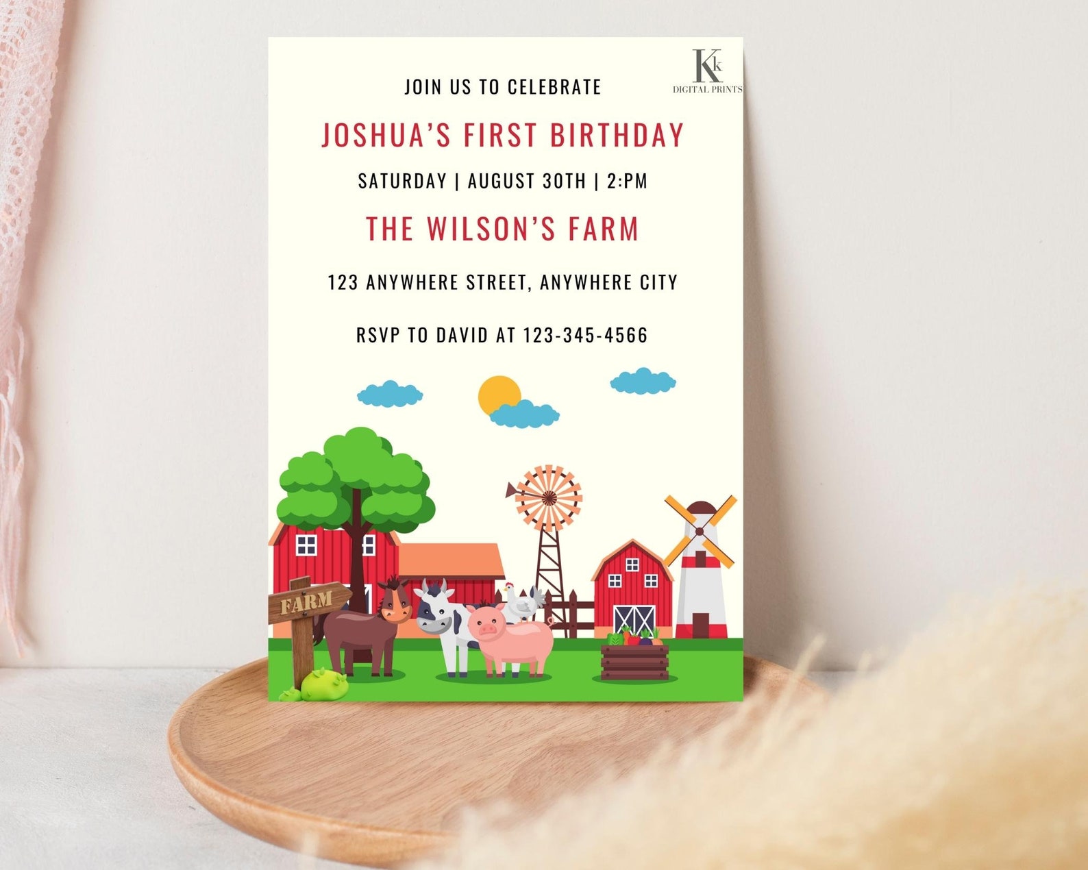 Editable Farm Animals First Birthday Invitation, Barnyard Invite ...