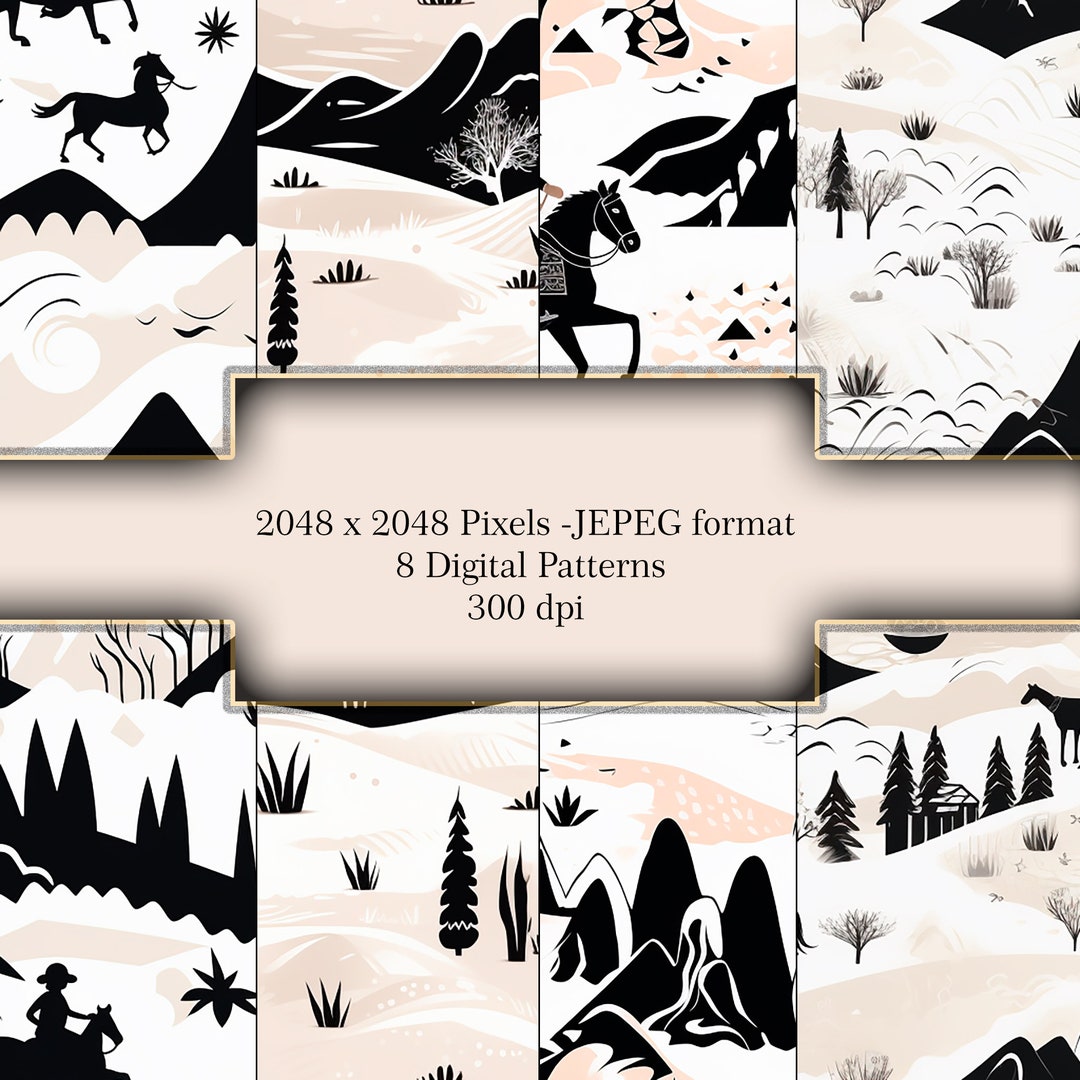 Seamless Black and White Western Style Pattern, Seamless Texture ...