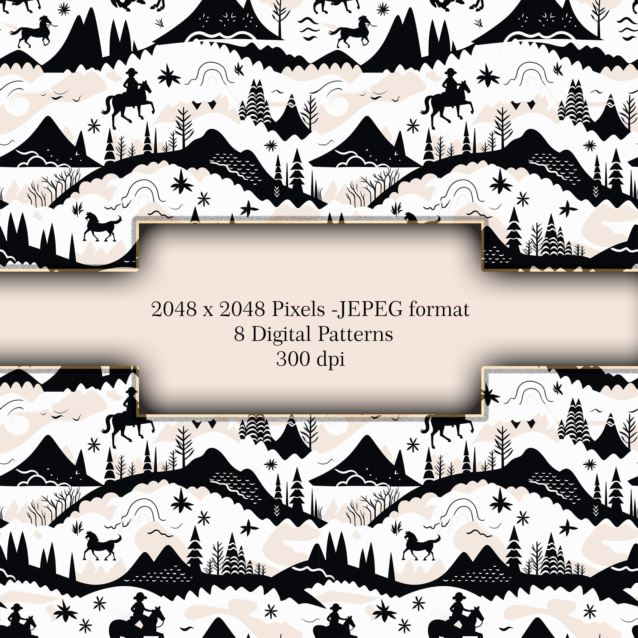 Seamless Black and White Western Style Pattern, Seamless Texture ...