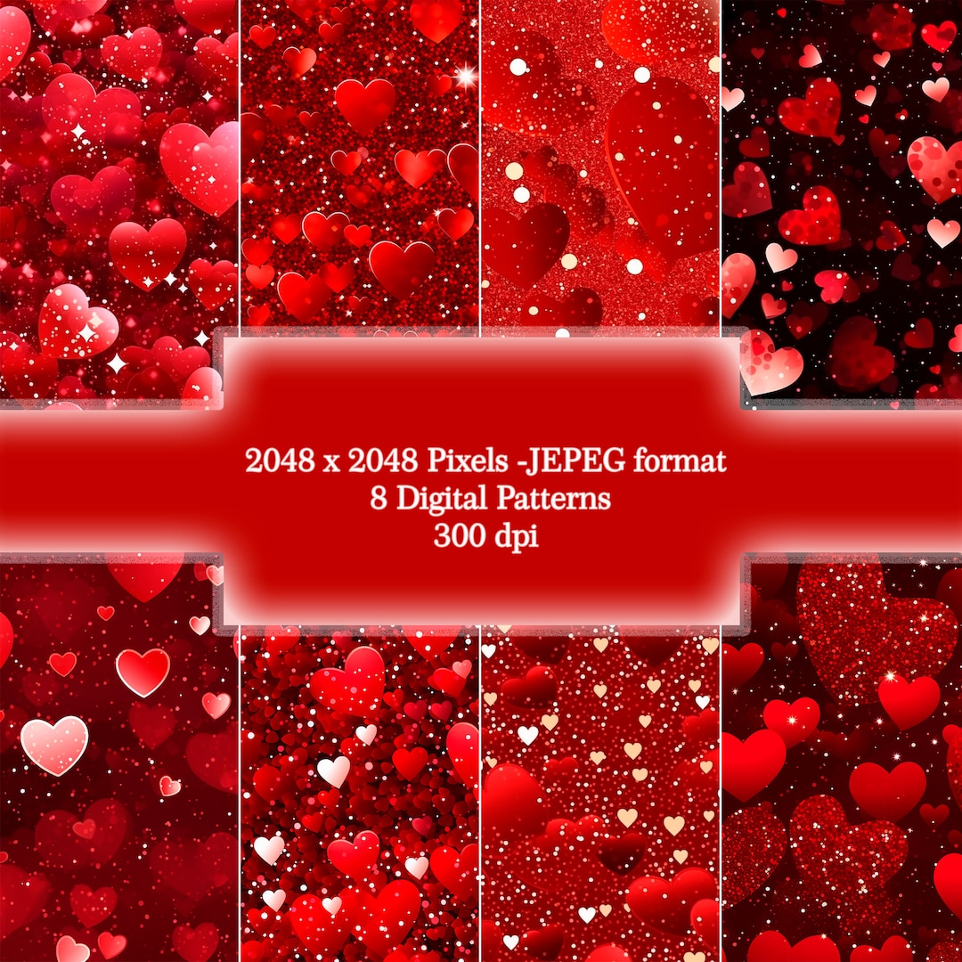 Seamless Pattern With Red Hearts, Digital Paper for Valentine's Day ...
