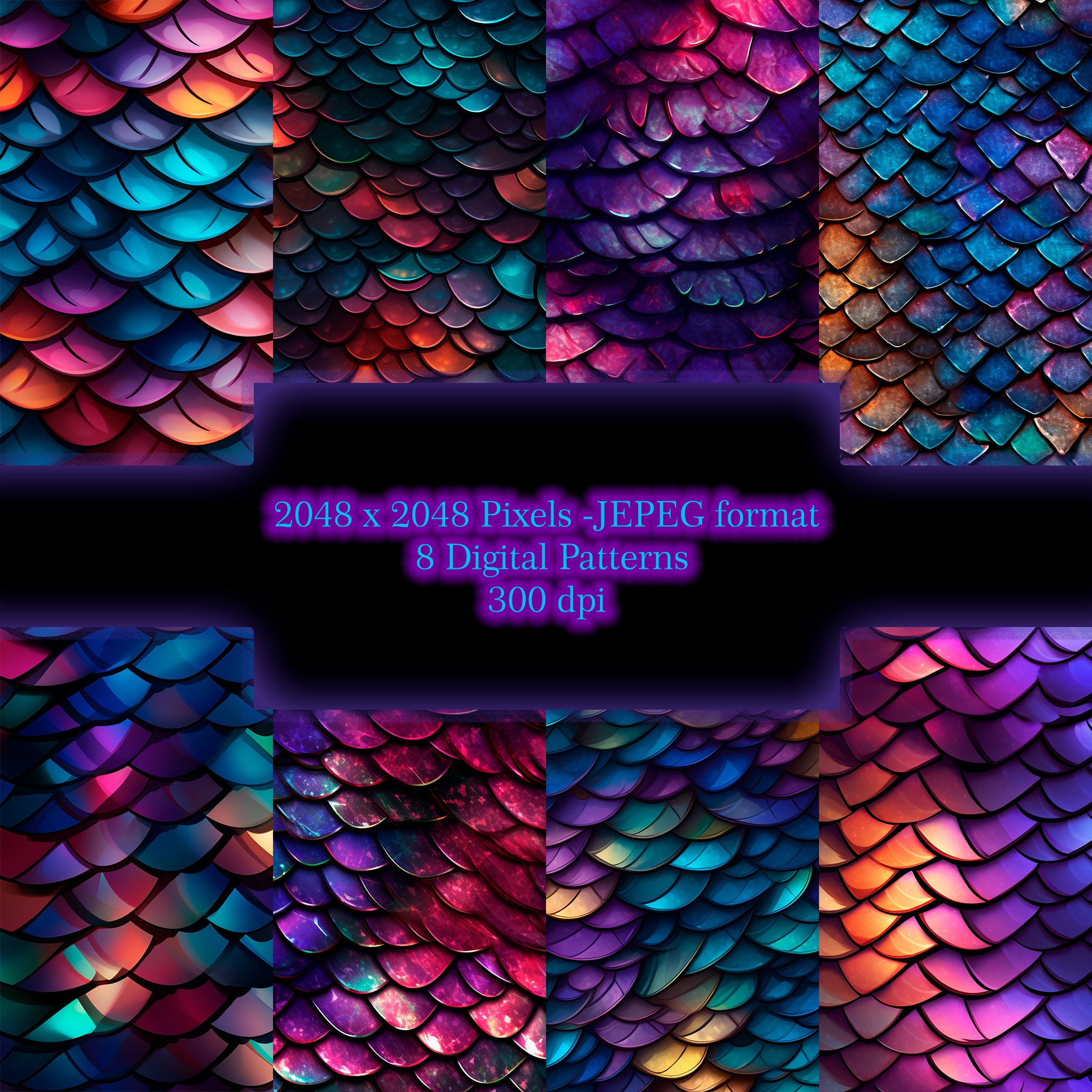 Seamless Dragon Scale Pattern , Seamless Pattern, Digital Paper ...