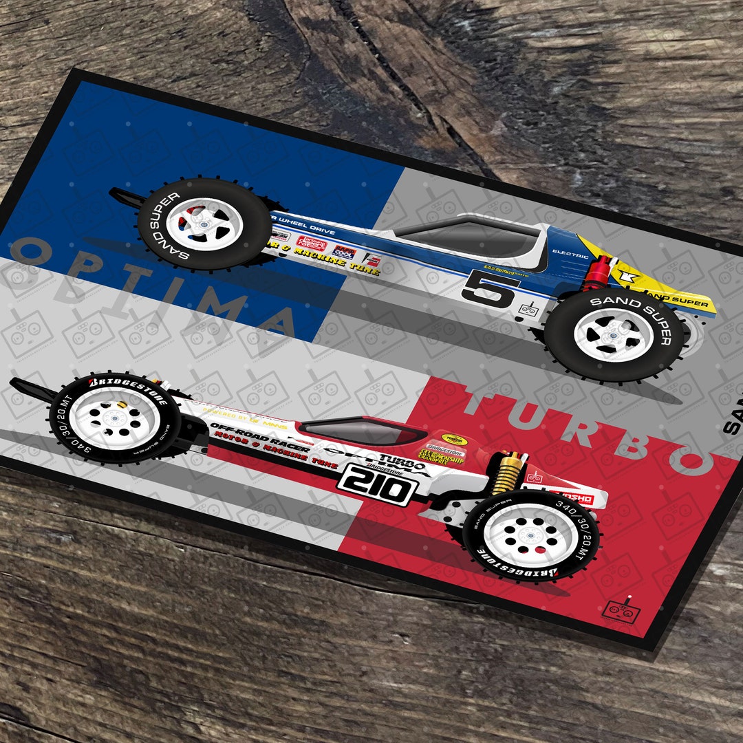 Kyosho Optima & Turbo Print, A3, Vintage Radio Controlled Car Art, Wall ...