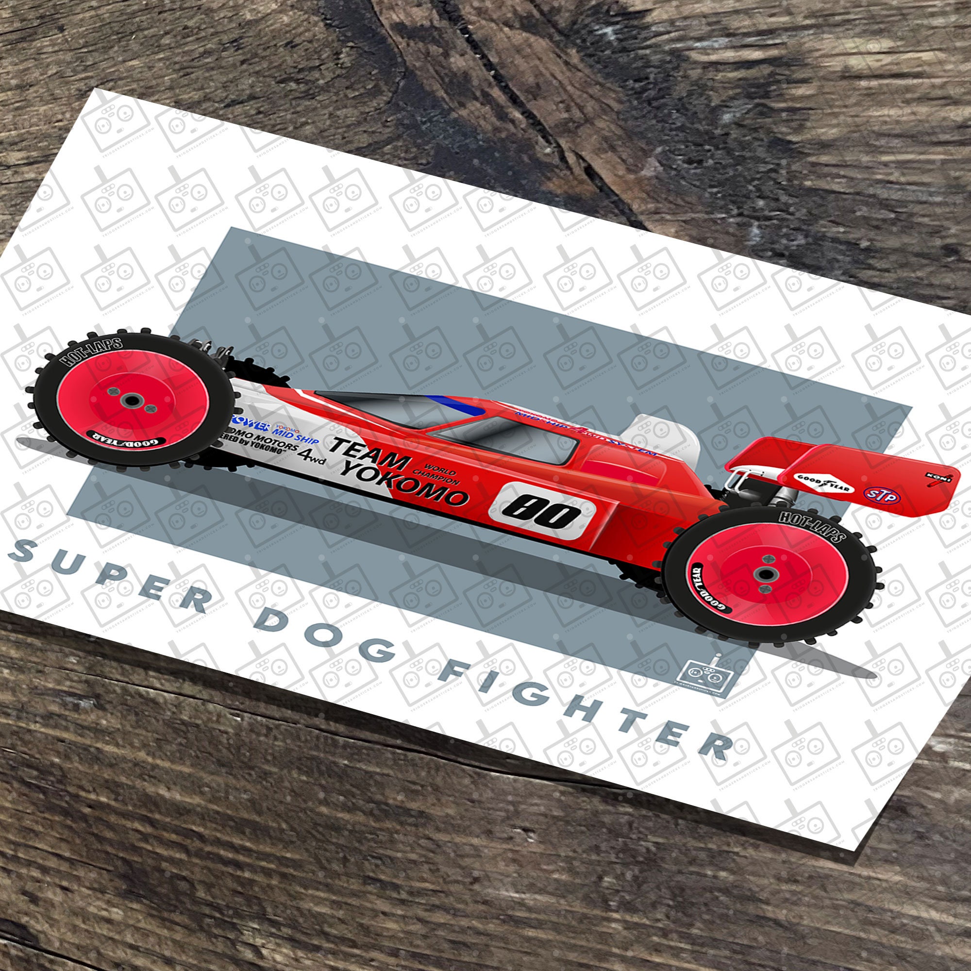 Yokomo Super Dog Fighter, A3 Print, Vintage Radio Controlled Car Art ...