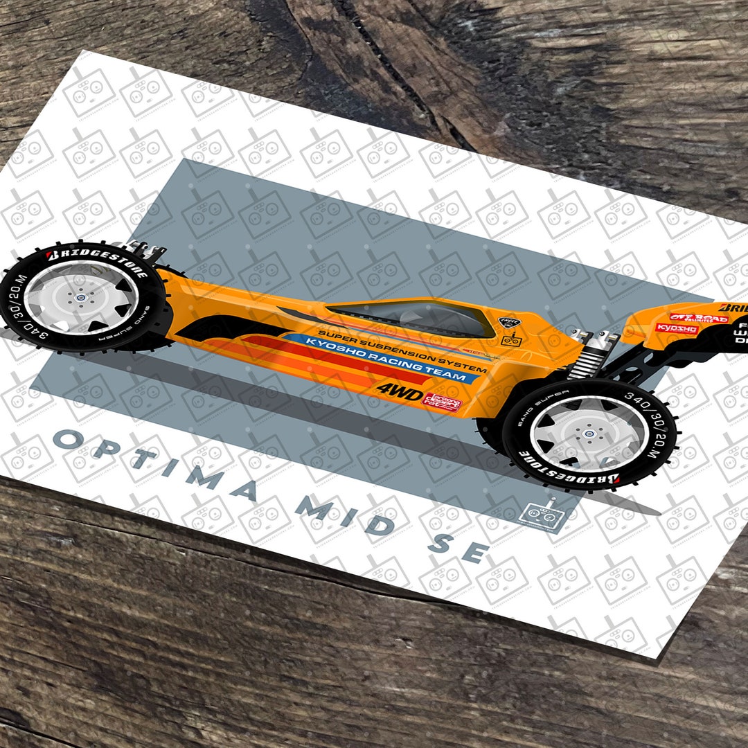 Kyosho Optima Mid SE Print, A3, Vintage Radio Controlled Car Art, Wall ...