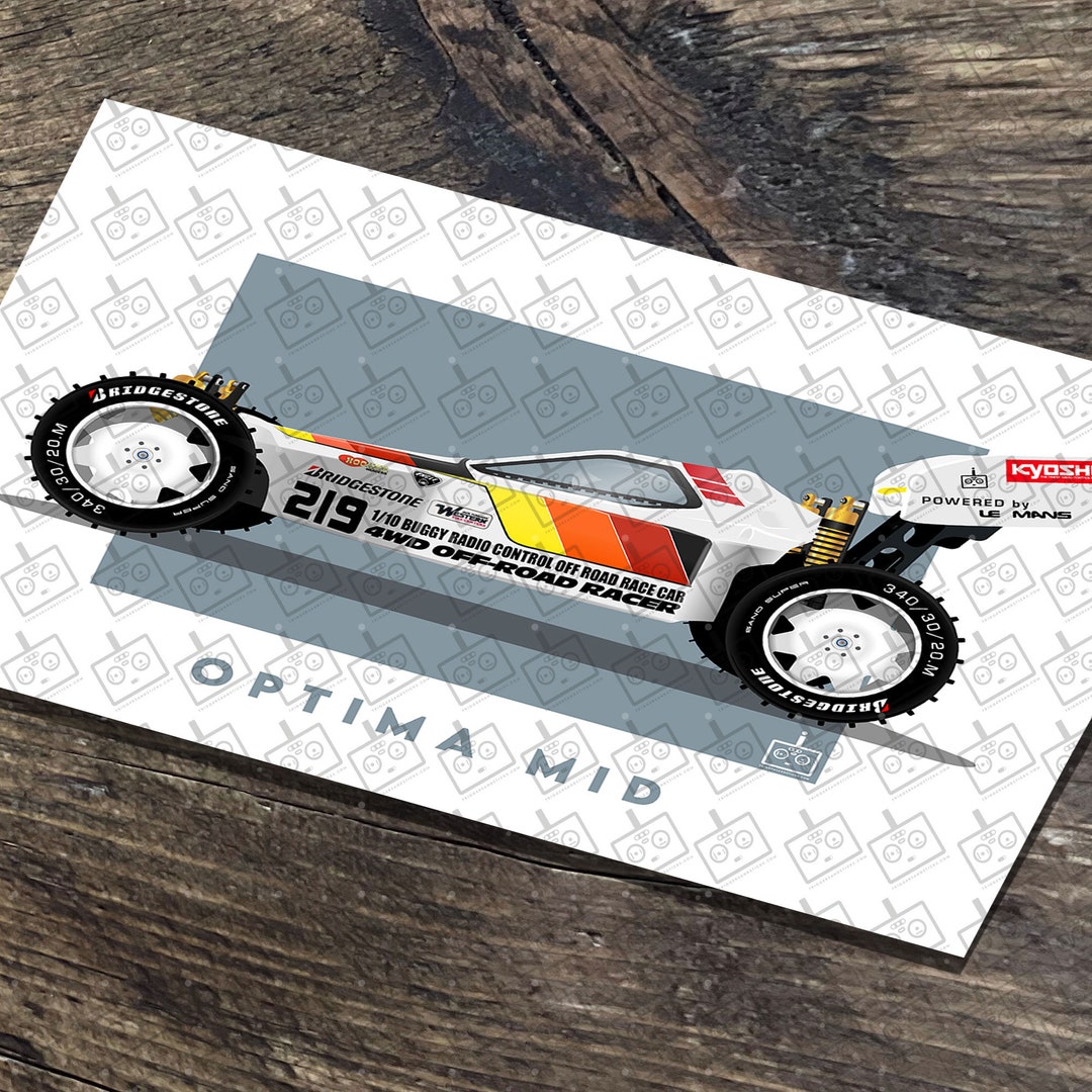 Kyosho Optima Mid Print, A3, Vintage Radio Controlled Car Art, Wall Art ...