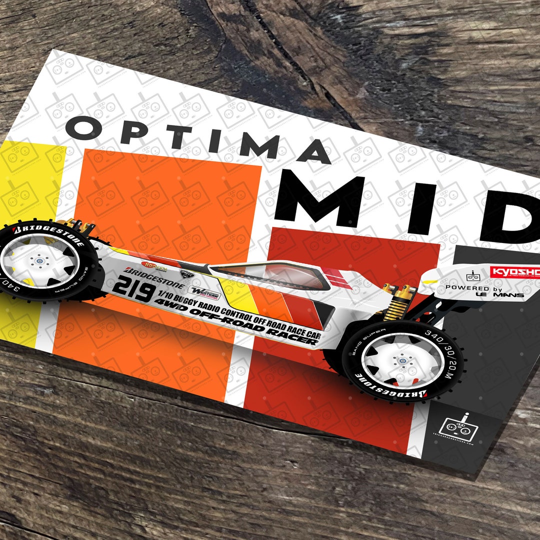 Kyosho Optima Mid Box Art Print, A3, Vintage Radio Controlled Car Art ...