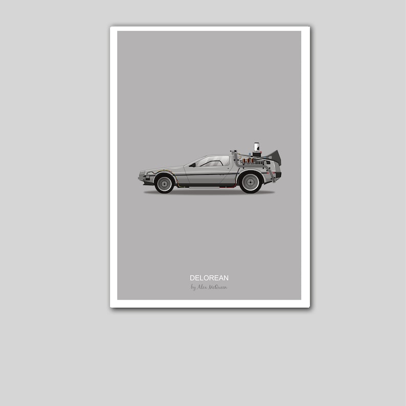 Back to the Future Delorean Poster Print Car Wall Art/ Minimalist/retro ...