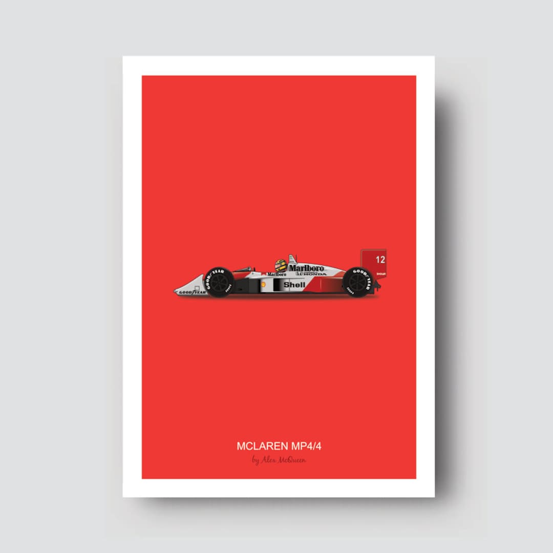 Mclaren F1 MP4 Poster, Ayrton Senna Car Print, Vintage Formula 1 Car ...