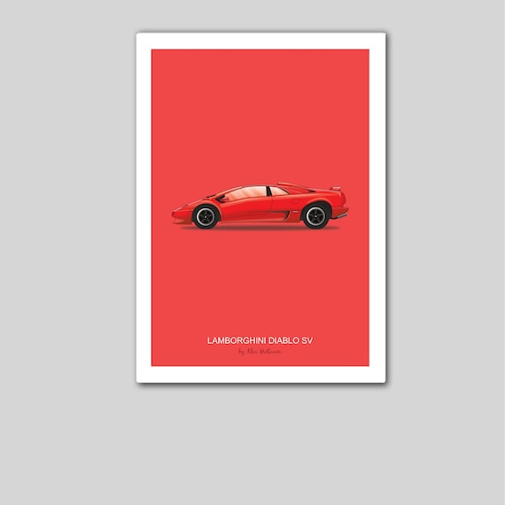Lamborghini Diablo SV Poster Print Car Wall Art / Minimalist / - Etsy