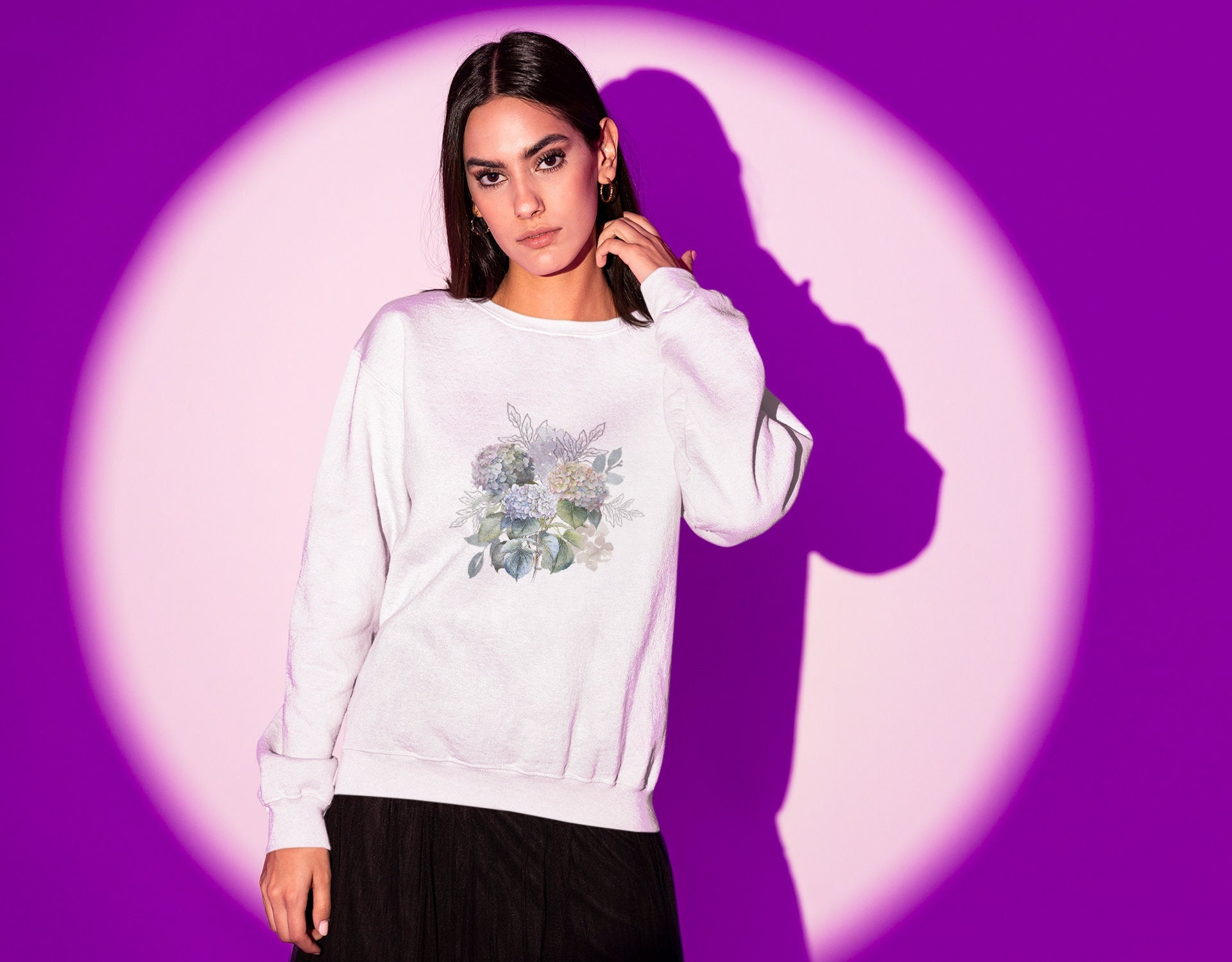 Beautiful Watercolor Hydrangeas Sweatshirt for Woman, Cozy and Trendy ...