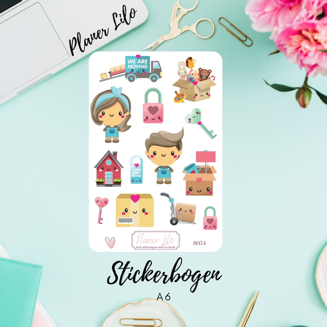 Sticker Moving House Comic S054 Journal, Calendar, Planner Stickers ...