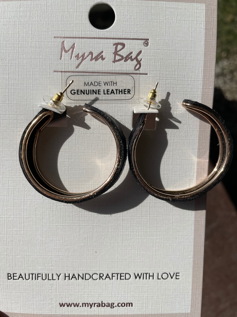 Black and Gold Cowhide Hoop Earrings - Etsy