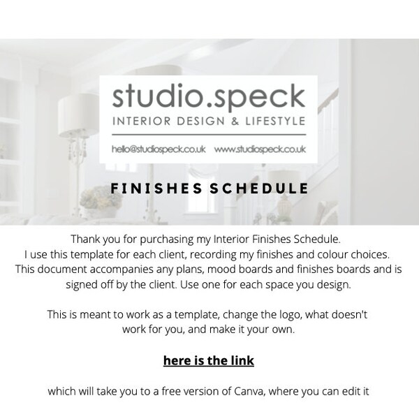 Interior Design Finishes Schedule - Etsy