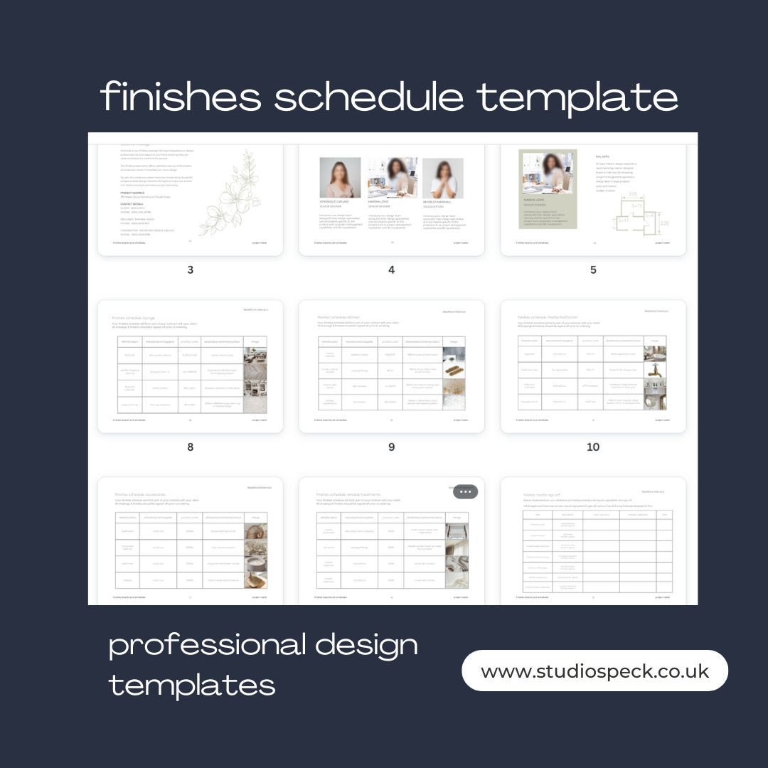 Studio Speck Interior Finishes Schedule Template for Canva - Etsy
