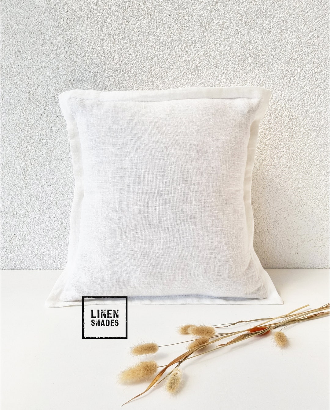 Decorative White Linen Pillowcase.decorative Couch Cushion Cover. White ...