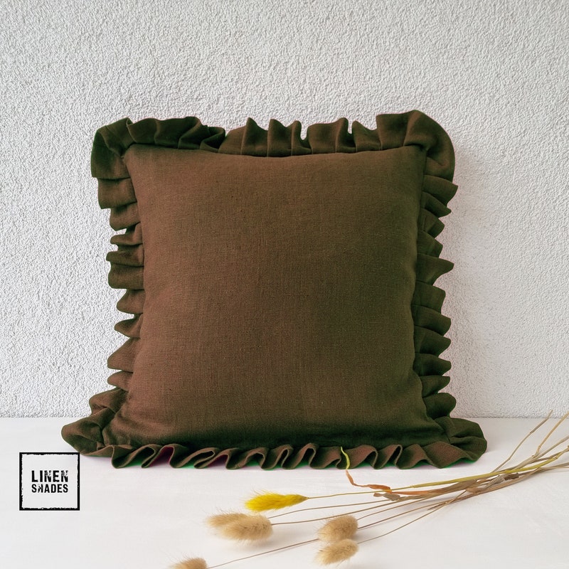 Linen Ruffled Pillow - Etsy