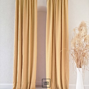 56" (143 Cm) Wide Light Brown Linen Curtain (1 Pcs). Brown Living Room ...